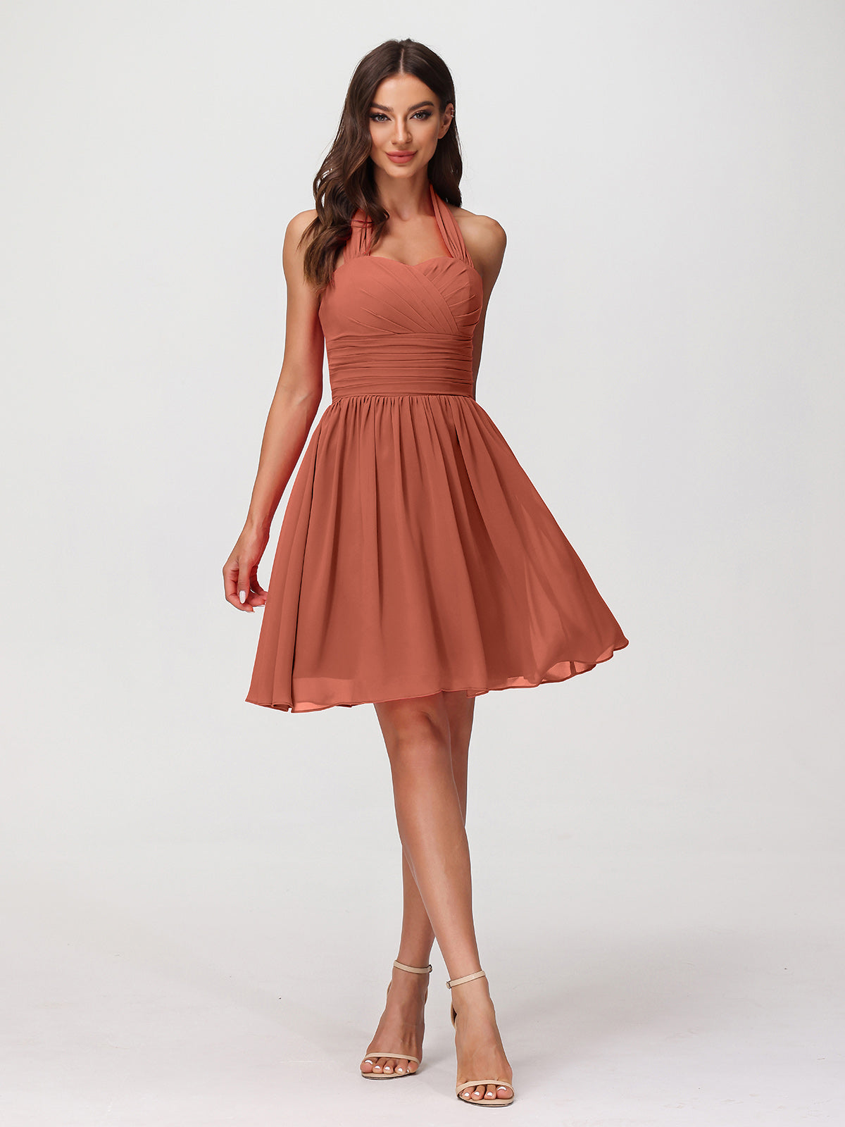 BABARONI Mousseline Rouille Robes Demoiselle D'honneur A-ligne Licou ...