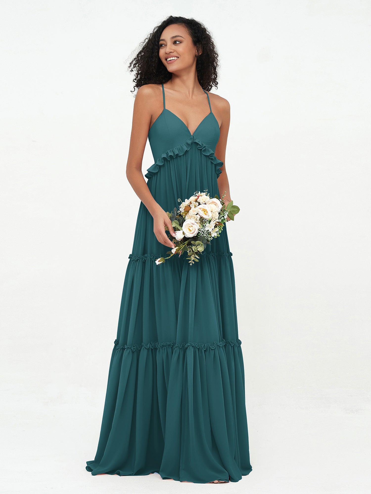 BABARONI Mousseline Paon Robes Demoiselle D'honneur Empire Col en Cœur ...