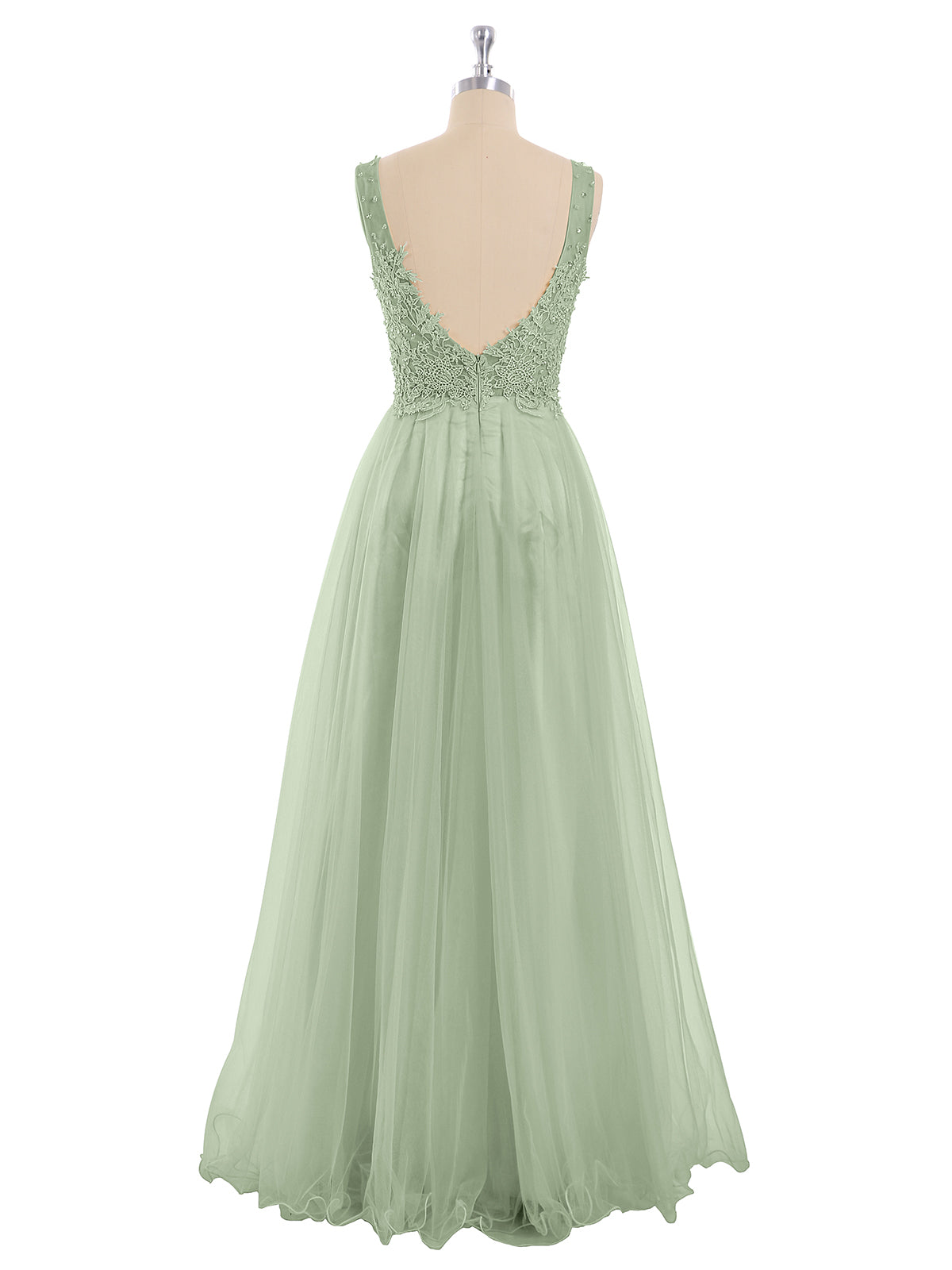 BABARONI Tulle Dentelle Sauge Poudrée Robes Demoiselle D'honneur A ...